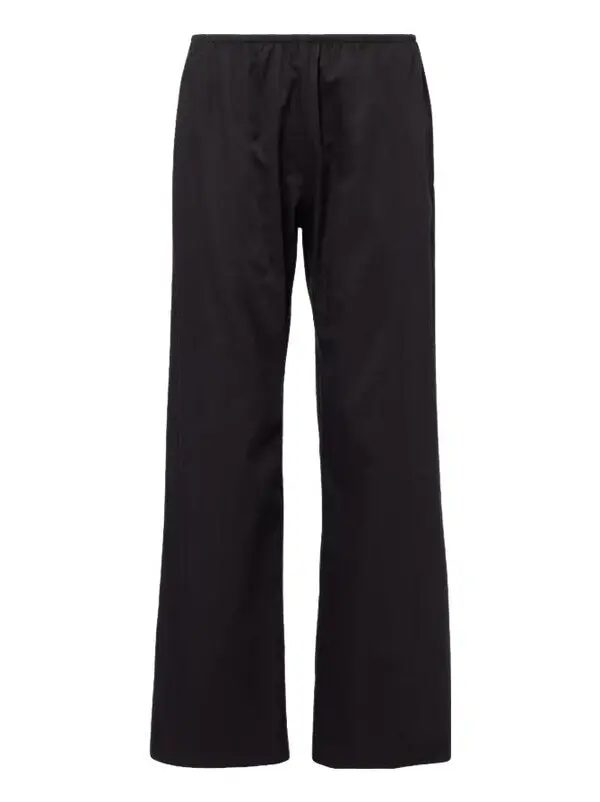 LESET Yoko Mid-rise Cotton Wide-leg Pants - Black