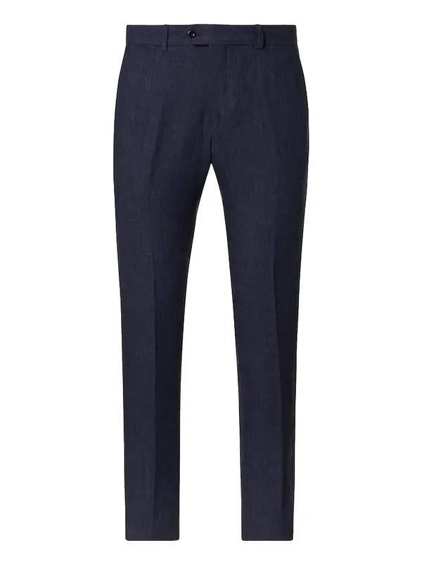 Rubinacci Modluca Linen Straight Pants - Blue