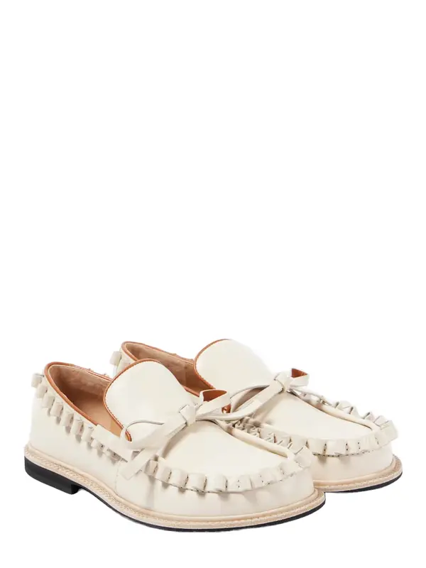 JW Anderson Ruffled Leather Loafers - White