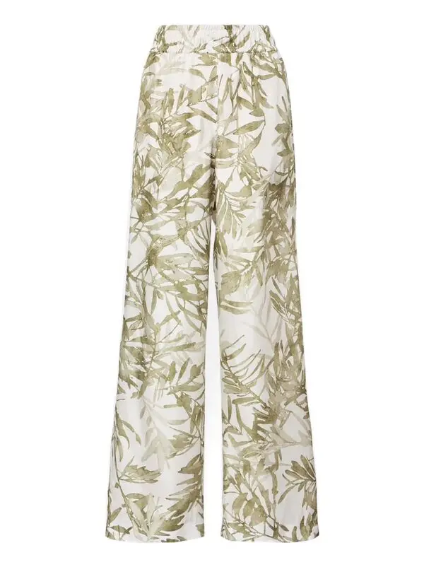 Brunello Cucinelli Silk Wide-leg Pants - Green