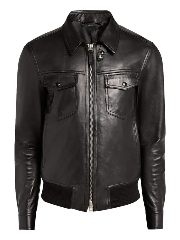 TOM FORD Napa Leather Blouson Jacket - Black