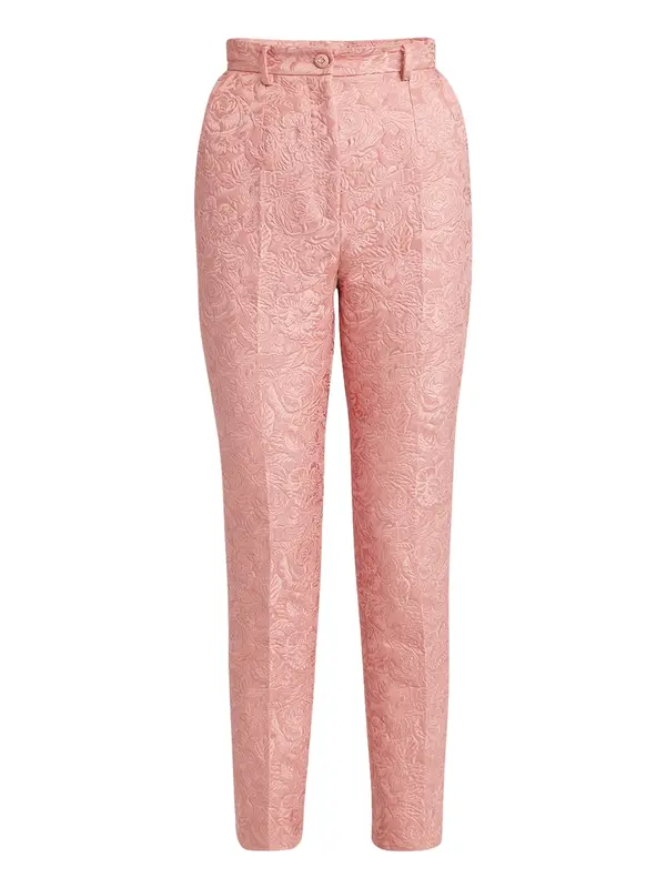 Dolce & Gabbana Floral Jacquard Slim-leg Pants - Dark Pink