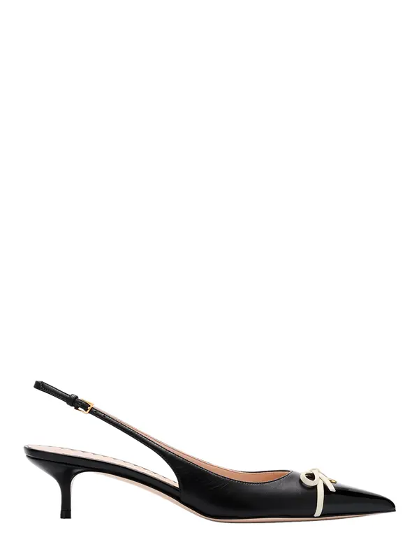 Valentino Garavani Patent Cap-toe Kitten Slingback Pumps - Nero/ivory
