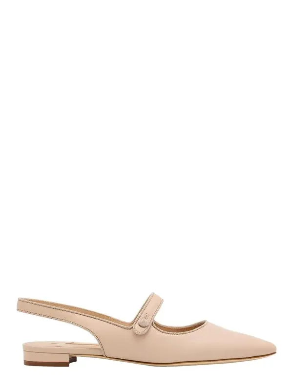 Manolo Blahnik Campari Leather Mary Jane Slingback Flats - Nude