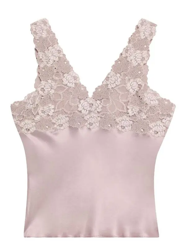 Natori Rose Parfait Lace & Silk Tank - Light Mocha