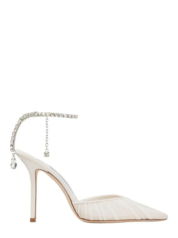 JIMMY CHOO Saeda 100 Tulle Crystal Pumps - Neutral