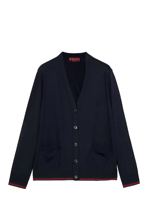 Gucci Cashmere Silk Cardigan - Blue