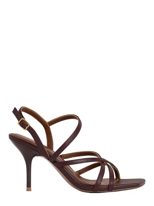 REISS Elise Leather Stiletto Sandals - Oxblood