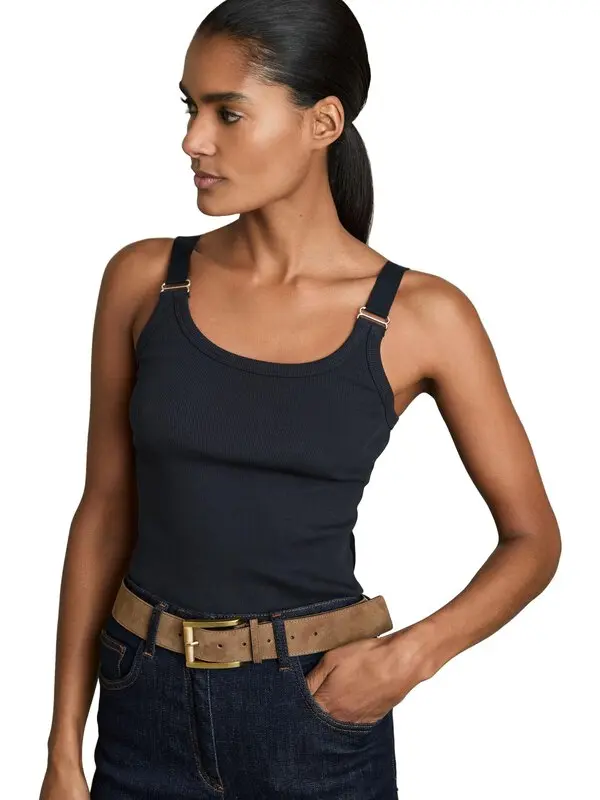 REISS Isabella D-ring Strap Vest - Navy