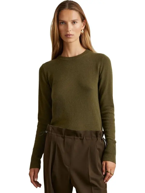 REISS Annie Wool Blend Crew Neck Jumper - Khaki