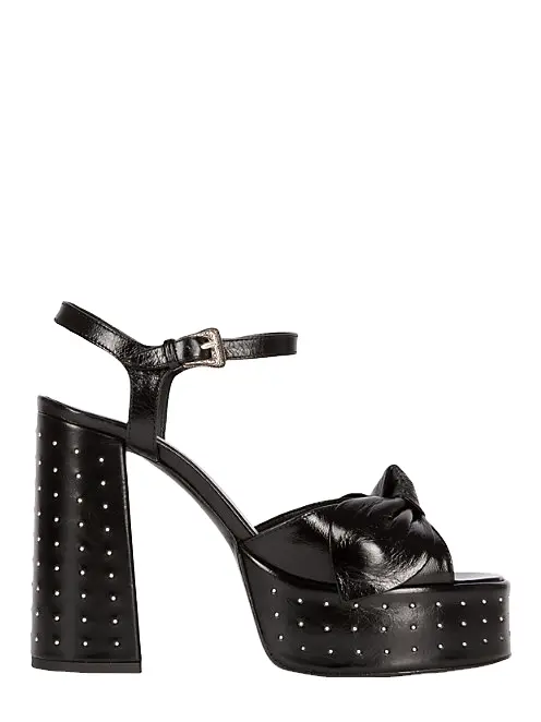 The Kooples Stud-embellished Leather Heeled Sandals - Black