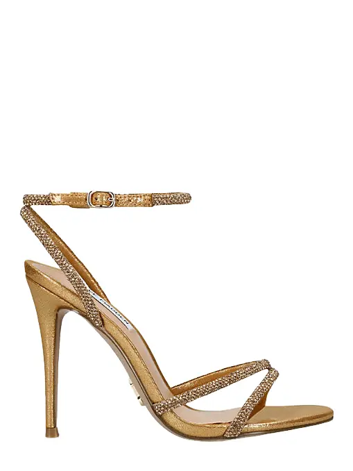 Steve Madden Bryanna Rhinestone-embellished Heeled Faux-leather Sandals - Gold