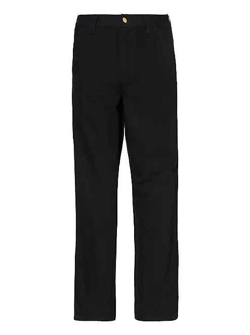 Carhartt Work In Progress Brand-patch Straight-leg Cotton-canvas Trousers - Black