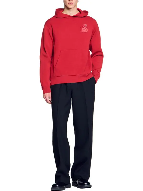 Sandro Knit Sweatshirt With Snake Detail - Red