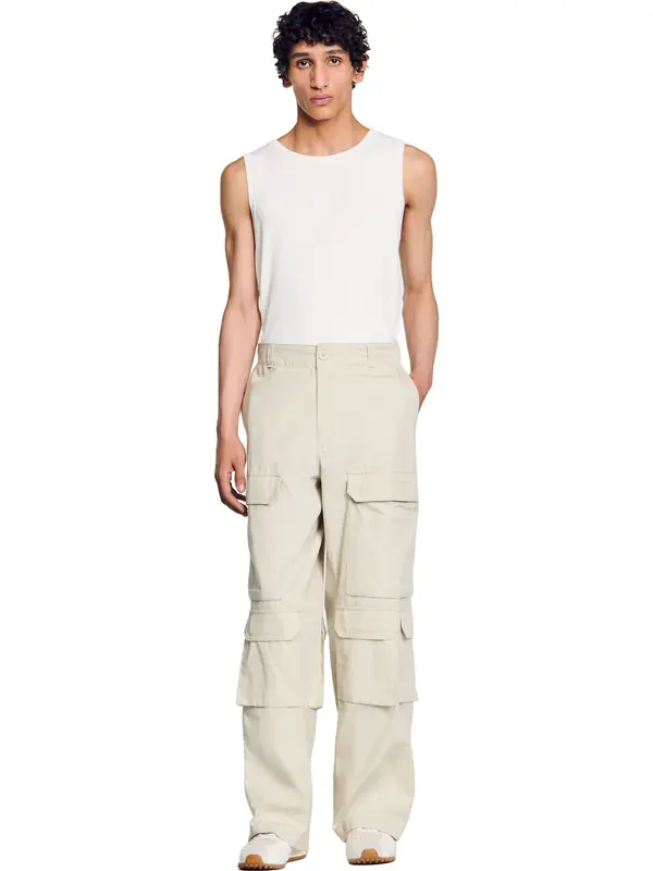 Sandro Wide-leg Cargo Trousers - Aluminum