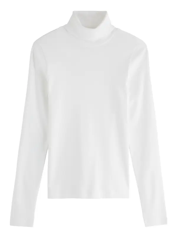 FLORE FLORE Dinah Turtleneck Cotton Top - White