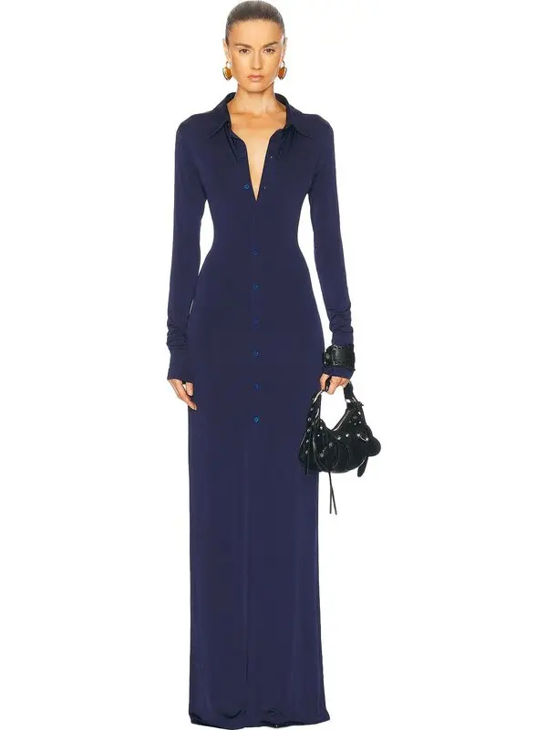 Balenciaga Stretch Maxi Dress - Marine Blue