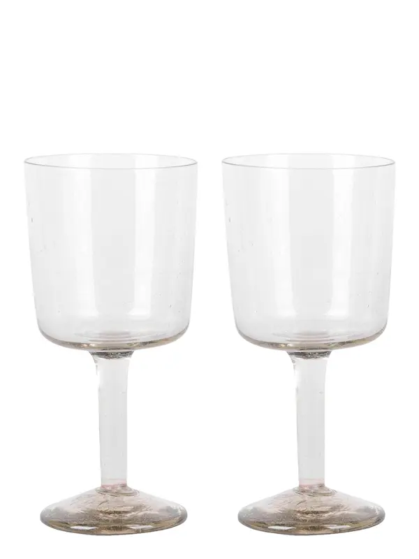 FRAMA Isle Stem Glass Set Of Two In Neutral - Light Smoke