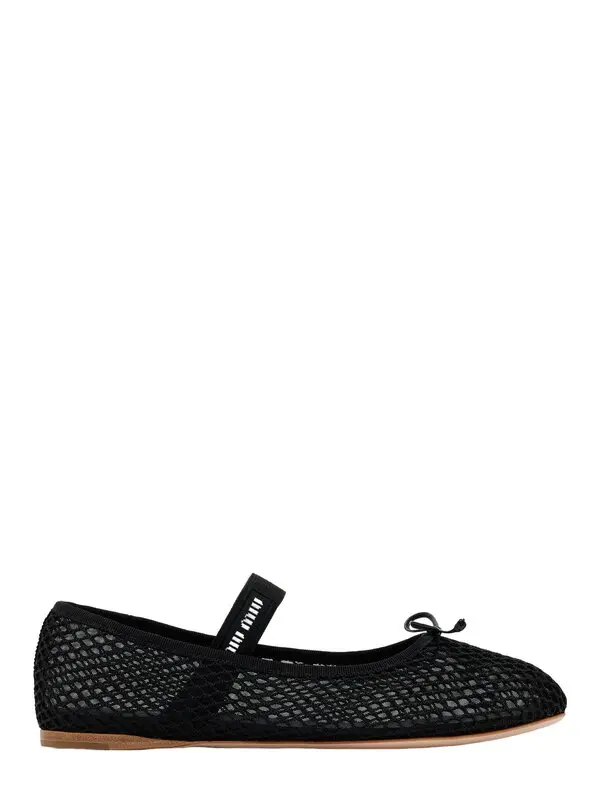Miu Miu Netted Ballerinas - Black