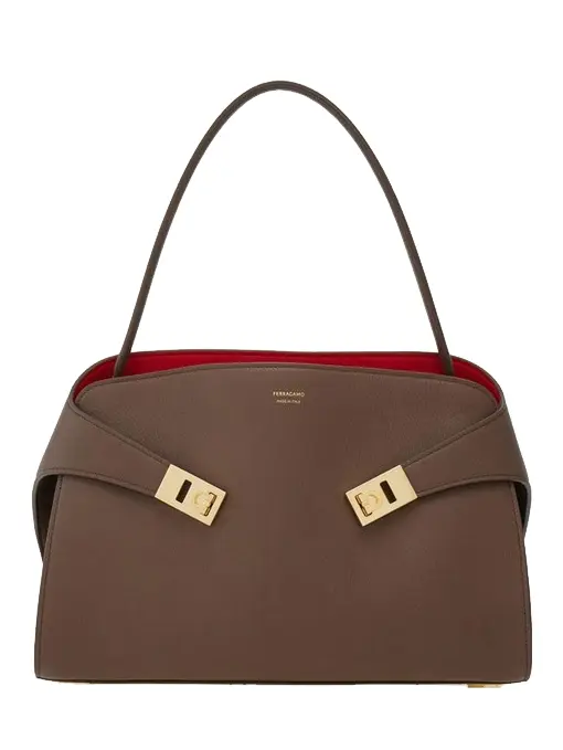 FERRAGAMO Hug Soft Bicolor Shoulder Bag - Red