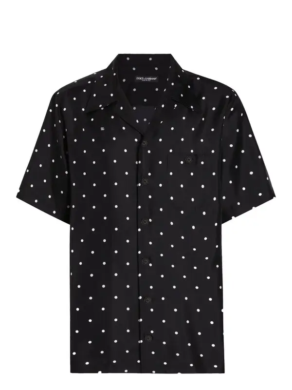 Dolce & Gabbana Silk Shirt With Polka-dot And Logo - Print