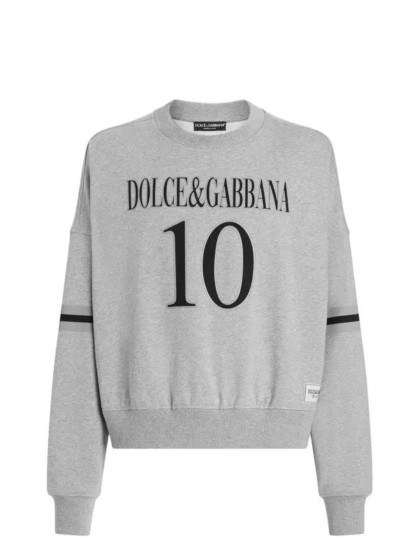Dolce & Gabbana Cotton Sweatshirt With Logo - Grey
