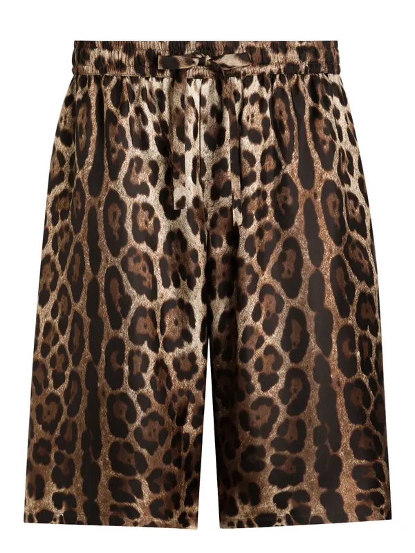 Dolce & Gabbana Leopard Silk Twill Shorts - Print