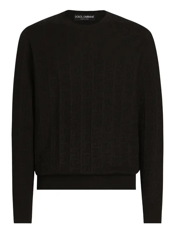 Dolce & Gabbana Silk Sweater With Dg Logo Embroidery - Black