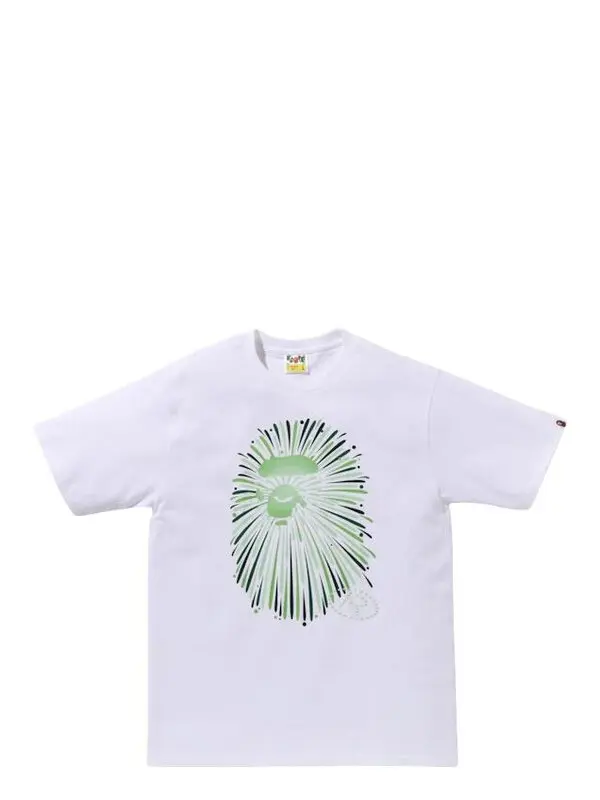 A BATHING APE Ape Head Firework I Tee Shirt - White/green
