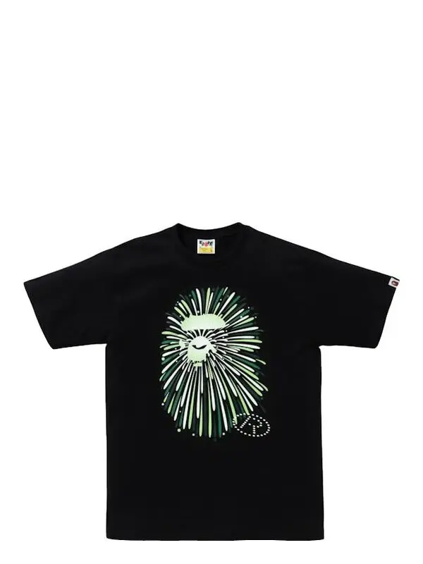 A BATHING APE Ape Head Firework I Tee Shirt - Black/green