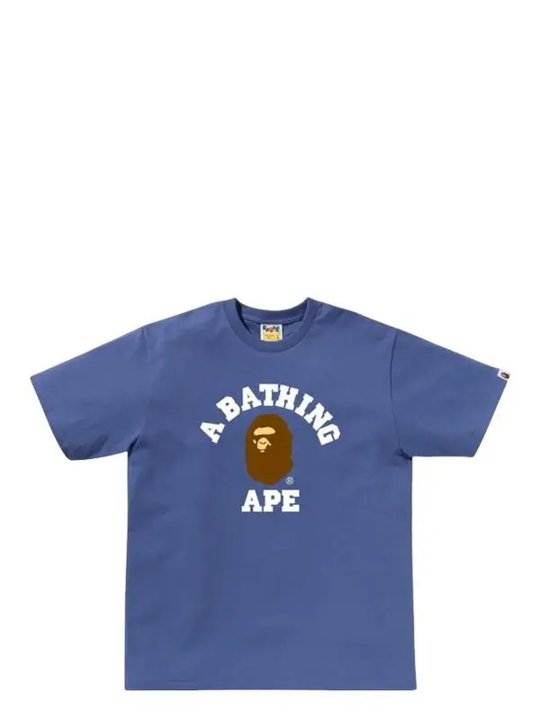 A BATHING APE College Tee Shirt - Navy Blue