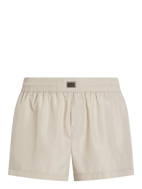 Dolce & Gabbana Logo-plaque Swim Shorts - Neutrals