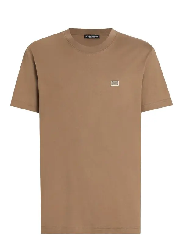 Dolce & Gabbana Logo-plaque Cotton T-shirt - Brown