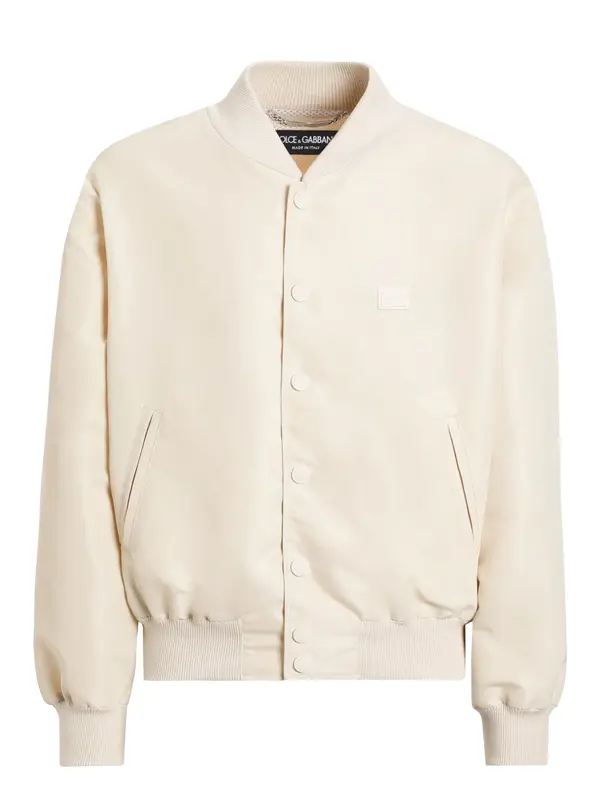 Dolce & Gabbana Logo-plaque Bomber Jacket - Neutrals