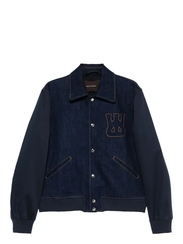 WALES BONNER Echo Varsity Jacket - Blue