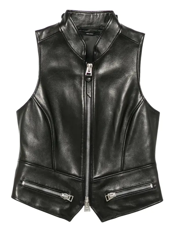 TOM FORD Leather Waistcoat - Black