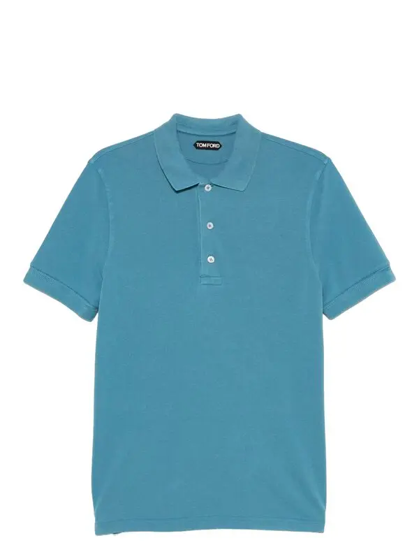 TOM FORD Piqué-weave Polo Shirt - Blue