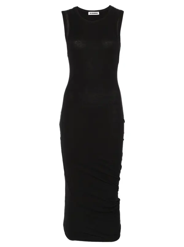 JIL SANDER Cotton Midi Dress - Black
