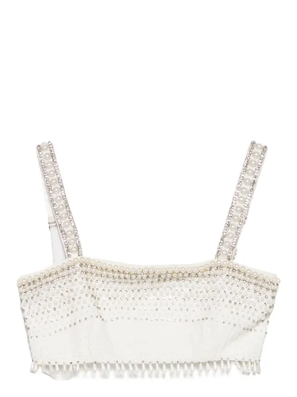 Elisabetta Franchi Pearl-trimmed Cropped Vest - White