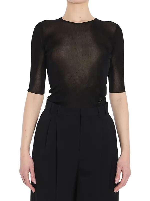 Saint Laurent Cassandre Cropped Top - Black