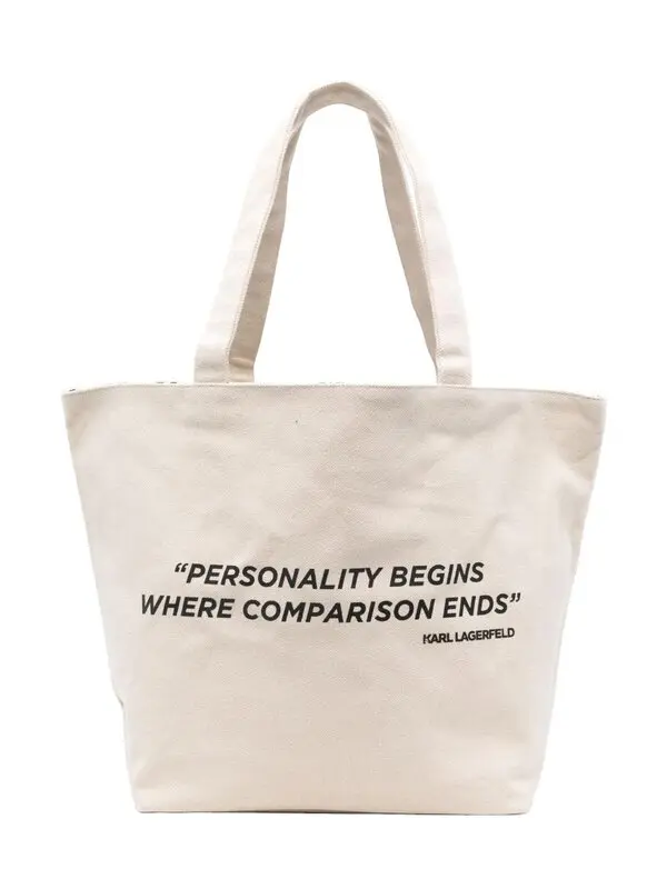 Karl Lagerfeld Printed Cotton Tote Bag - Neutrals