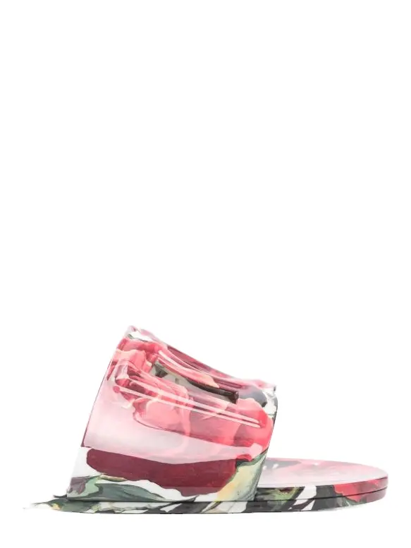 Dolce & Gabbana Floral-print Slides - Pink