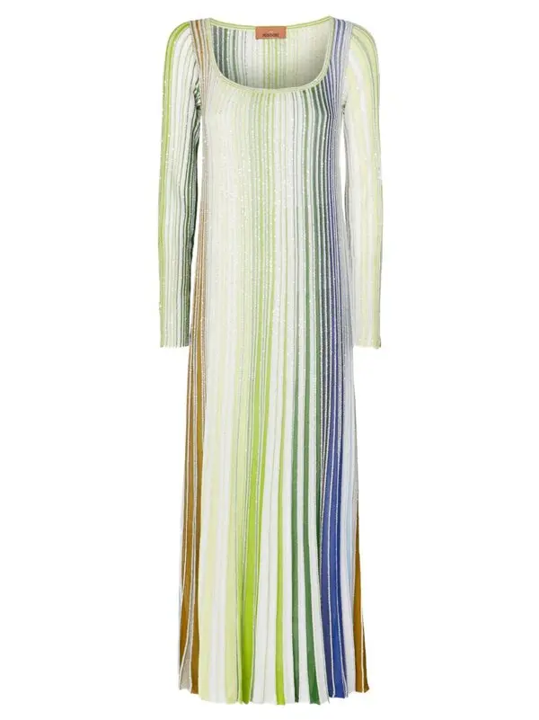Missoni Striped Long-sleeved Dress - Green