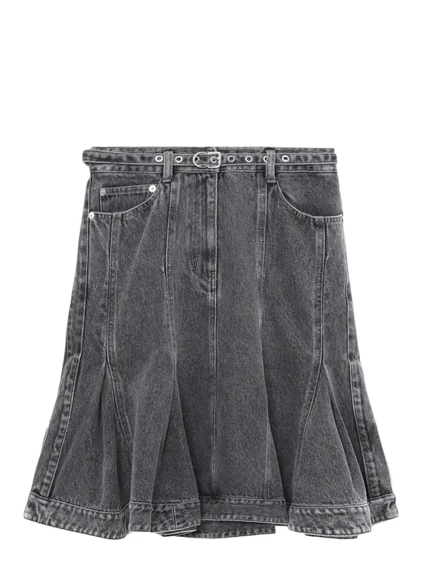 3.1 Phillip Lim Belted Denim Flared Skirt - Grey