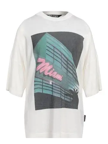 Palm Angels Crewneck Short Sleeve Sweater - Ivory
