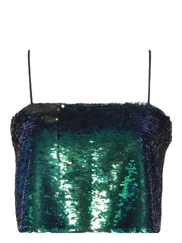 Pinko Sequin-embellished Crop Top - Emerald Green