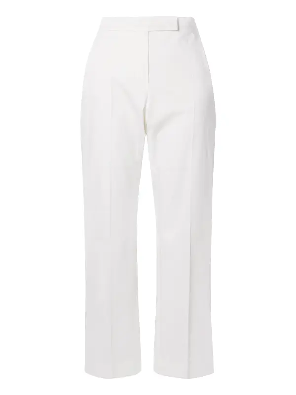 Max Mara Okra Cotton-blend Straight-leg Trousers - White