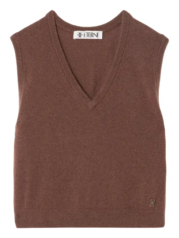Eterne Lenny Cropped Cashmere Vest - Brown