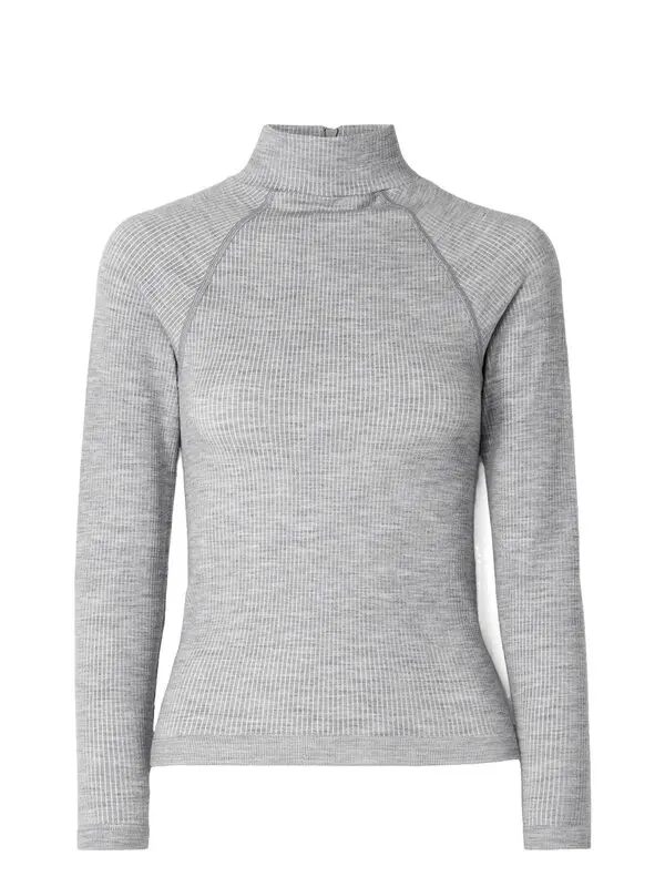 Cordova Stowe Ribbed Wool-blend Turtleneck Base Layer - Gray