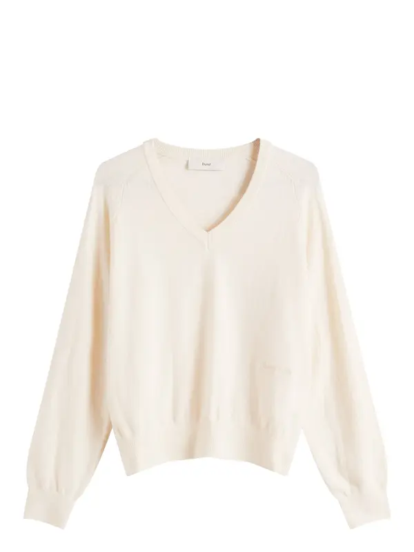 DUNST Loose V-neck Sweater - Ivory